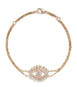 SUZANNE KALAN Diamond And Sapphire Evil Eye Chain Bracelet - Rose Gold