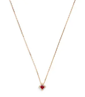 SUZANNE KALAN Mini Diamond And Ruby Princess Pendant Necklace - Rose Gold