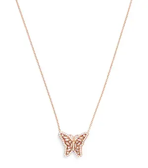 SUZANNE KALAN Small Diamond Butterfly Necklace - Rose Gold