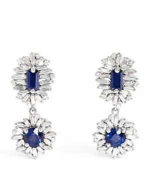 SUZANNE KALAN Gold, Diamond And Sapphire One Of A Kind Drop Earrings - White