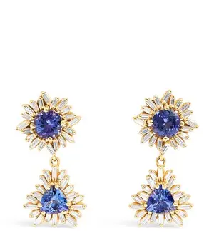 SUZANNE KALAN Yellow Diamond And Sapphire One Of A Kind Drop Earrings - Gold