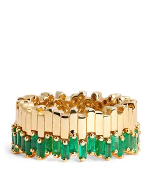 SUZANNE KALAN Yellow And Emerald En Age Eternity Ring - Gold