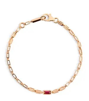SUZANNE KALAN And Ruby Block Chain Bracelet - Rose Gold