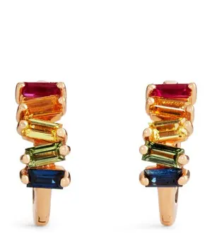 SUZANNE KALAN And Sapphire Rainbow Huggie Earrings - Rose Gold
