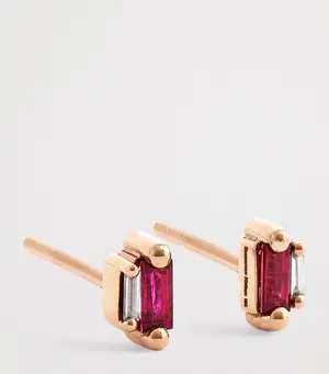 SUZANNE KALAN Ruby And Diamond Bold Stud Earrings