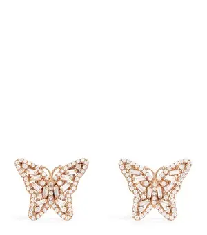 SUZANNE KALAN And Diamond Bold Butterfly Stud Earrings - Rose Gold