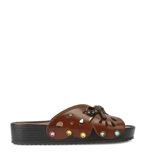 Kurt Geiger Leather Flatform Sandals - Brown