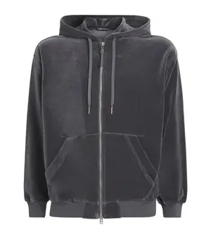 TOM FORD Velour Zip-up Hoodie - Grey