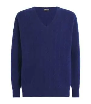 TOM FORD Wool Cable-knit V-neck Sweater