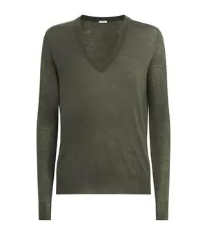 JOSEPH Cashmere Cashair V-neck Sweater - Green