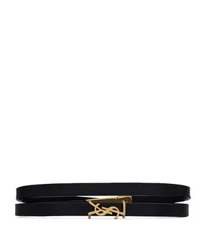 Saint Laurent Leather Opyum Double Wrap Bracelet