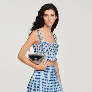 Sandro Mambo Metallic Leather Clutch - Silver