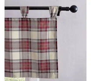 Eddie Bauer Edgewood Plaid Red 50x20 Window Val Ance