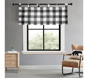 Eddie Bauer Canyon Plaid Black 50x20 Window Val Ance - One-color