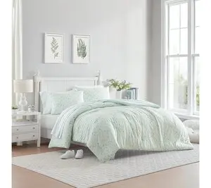 Laura Ashley Quartet Cream/aqua Blue 7-pc King Comforter Set - One-color