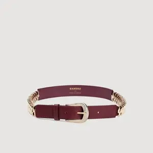 Sandro Leather And Metal Belt - Bordeaux