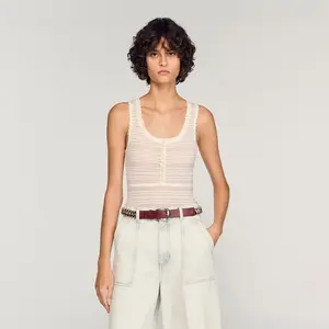 Sandro Leather Belt With Metal Detail