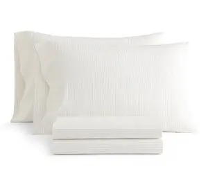 MARTHA STEWART Dottie Stripe White/gold Cotton Full Sheet Set - One-color
