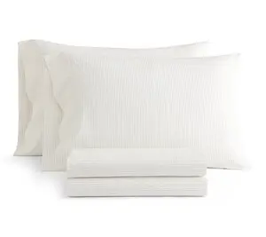 MARTHA STEWART Dottie Stripe White/gold Cotton King Sheet Set - One-color