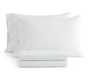 MARTHA STEWART Dottie Stripe White/green Cotton King Sheet Set - One-color