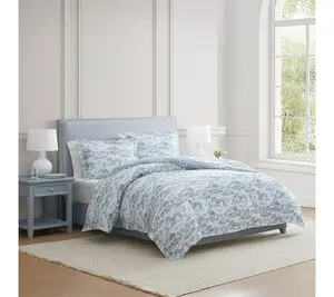 MARTHA STEWART Farmhouse Toile Blue Cotton Twin Comforter Set - One-color