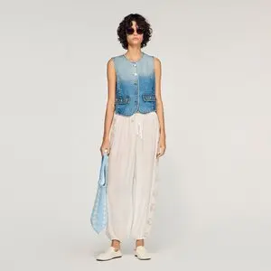 Sandro Crinkled Wide-leg Trousers - White