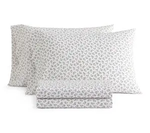 MARTHA STEWART Kennedy Floral White/pink Cotton Twin Sheet Set - One-color