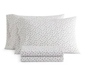 MARTHA STEWART Kennedy Floral White/pink Cotton Queen Sheet Se - One-color