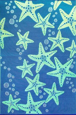 MAD MATS Starfish Rug - Blue Green - 6'x9'