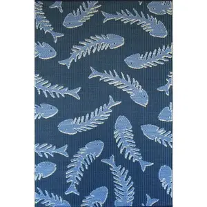 MAD MATS Fishbone Navy & Periwinkle Rug - 6'x9'