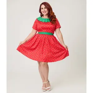 SMAK PARLOUR Petal Collar Flare Dress - Red & Green