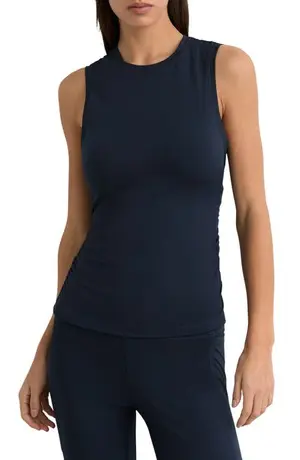 REISS Cora Ruched Sleeveless Top - Navy