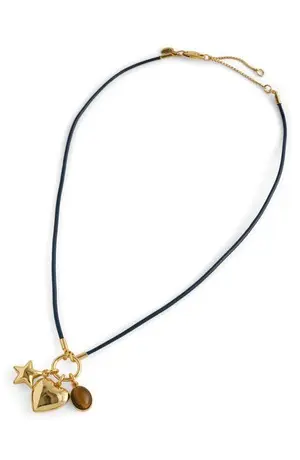 Madewell Heart Charm Cord Necklace - Antique Gold