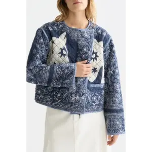 Scotch & Soda Reversible Quilted Jacket - Horse Bandana Dress Blues