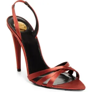 Saint Laurent Kate Pointed Toe Slingback Sandal - Red