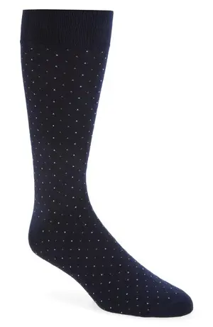Nordstrom Dot Cotton Blend Dress Socks - Navy
