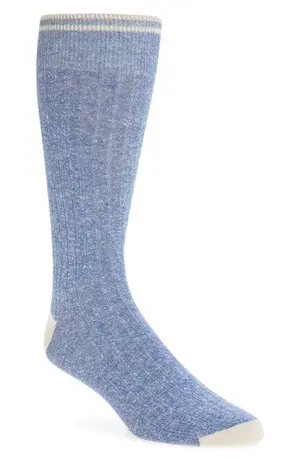 Nordstrom Ribbed Linen Blend Dress Socks - Denim