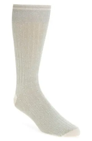 Nordstrom Ribbed Linen Blend Dress Socks - Sage