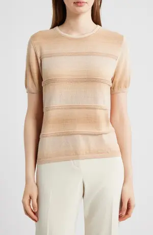 Kobi Halperin Hayden Pointelle Stripe Ombré Sweater - Natural Multi