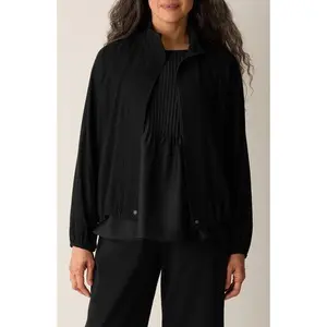 Eileen Fisher Stand Collar Silk Jacket