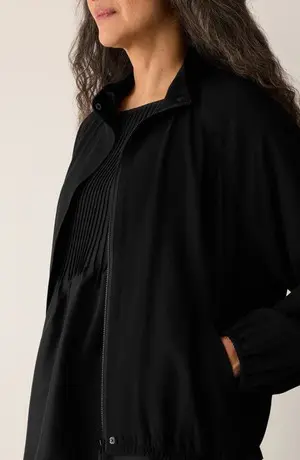 Eileen Fisher Stand Collar Silk Jacket
