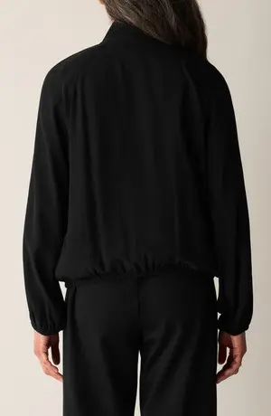 Eileen Fisher Stand Collar Silk Jacket