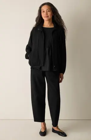 Eileen Fisher Stand Collar Silk Jacket