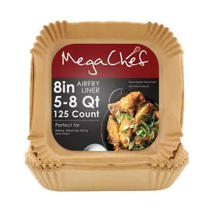 MEGACHEF Air Fryer Square Parchment Paper Liners - Brown