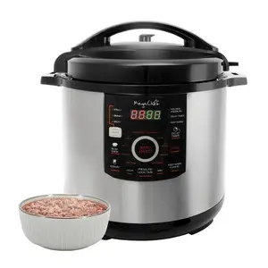 MEGACHEF 12 Quart Steel Digital Pressure Cooker With 15 Presets And Glass Lid - Grey