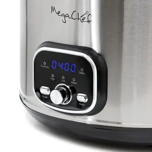MEGACHEF 6 Quart + 2.6 Quart Split Stainless Steel Electric Slow Cooker In Silver