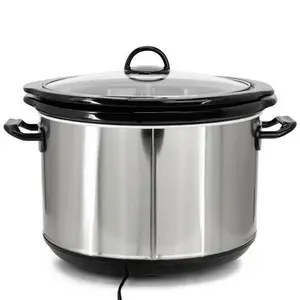 MEGACHEF 6 Quart + 2.6 Quart Split Stainless Steel Electric Slow Cooker In Silver