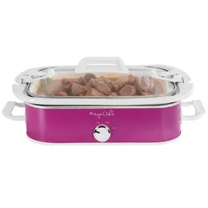 MEGACHEF 3.5 Quart Casserole Slow Cooker With 3 Temperature Settings - Purple