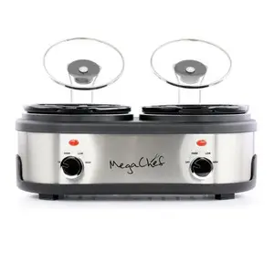 MEGACHEF Dual 1.5 Quart Crock Buffet Slow Cooker