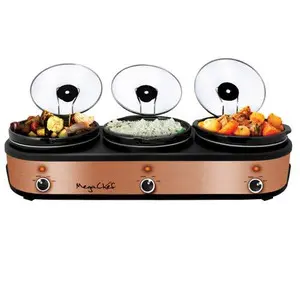 MEGACHEF Triple 2.5 Quart Slow Cooker And Buffet Server - Black